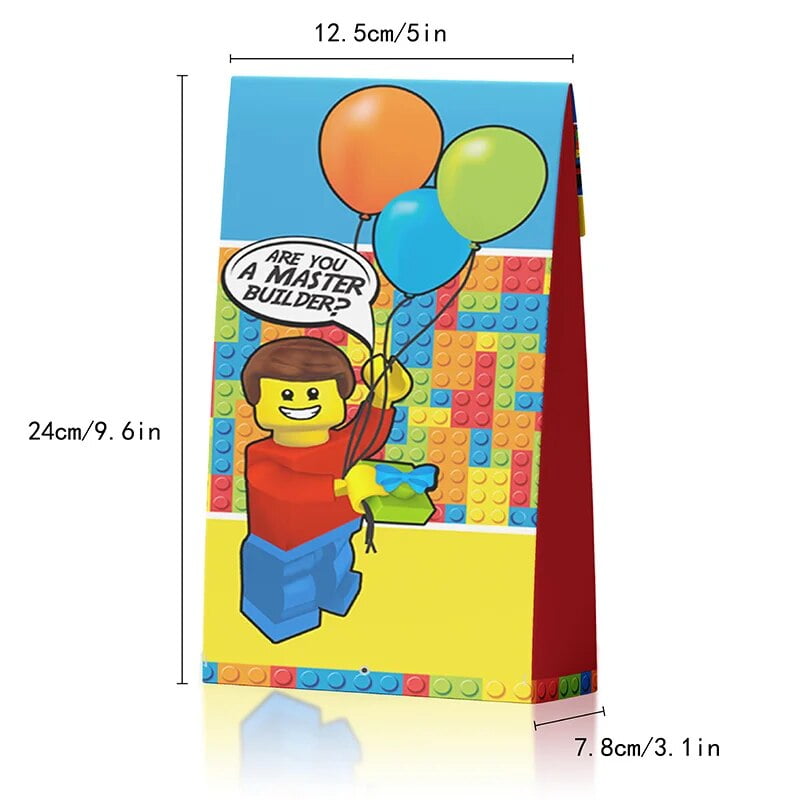 8Pcs Building Block Favor Bags Bricks Candy Treat Paper party Bags ...