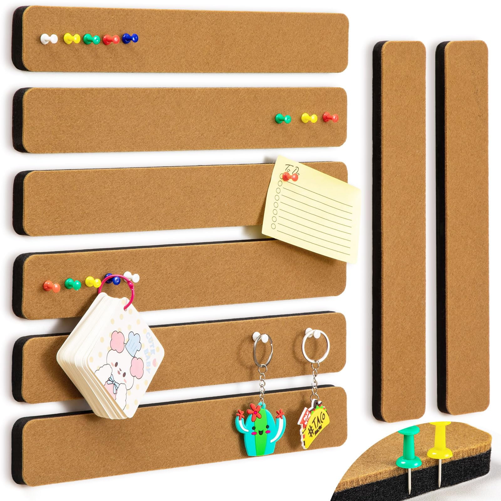 8Pcs Bulletin Board Strips, Self-Adhesive Felt Pin Board Bar Strips ...