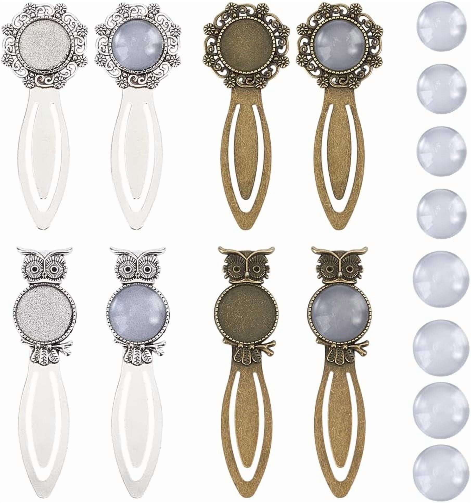 8Pcs Cabochon Bookmark 4 Styls Owl Shape Animal Bookmarks with Round ...