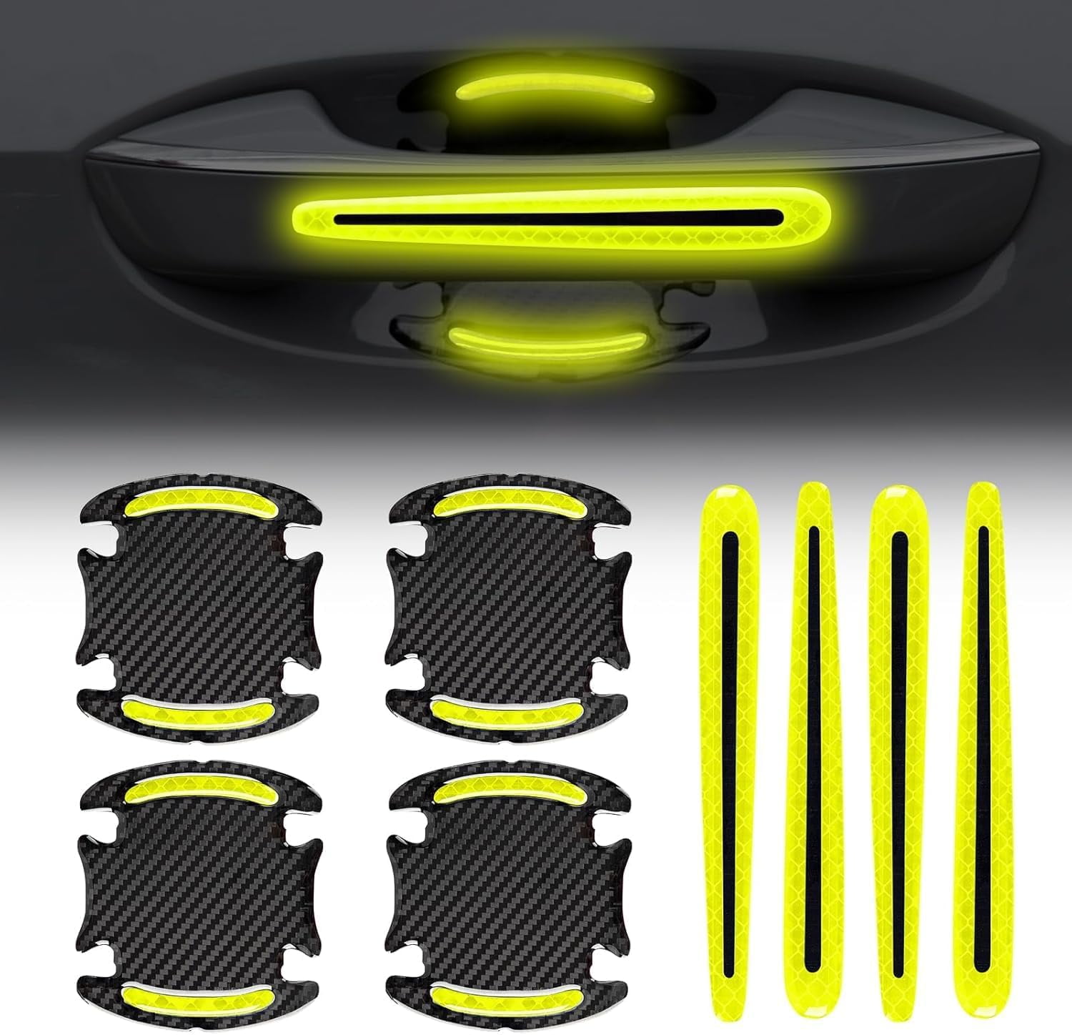 8Pcs Car Door Handle Cup Protector Carbon Fiber Anti-Scratches ...