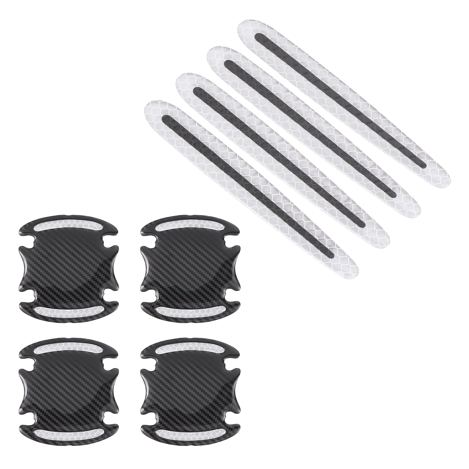 8Pcs Carbon Fiber Reflective Door Handle Stickers, White - Walmart.com