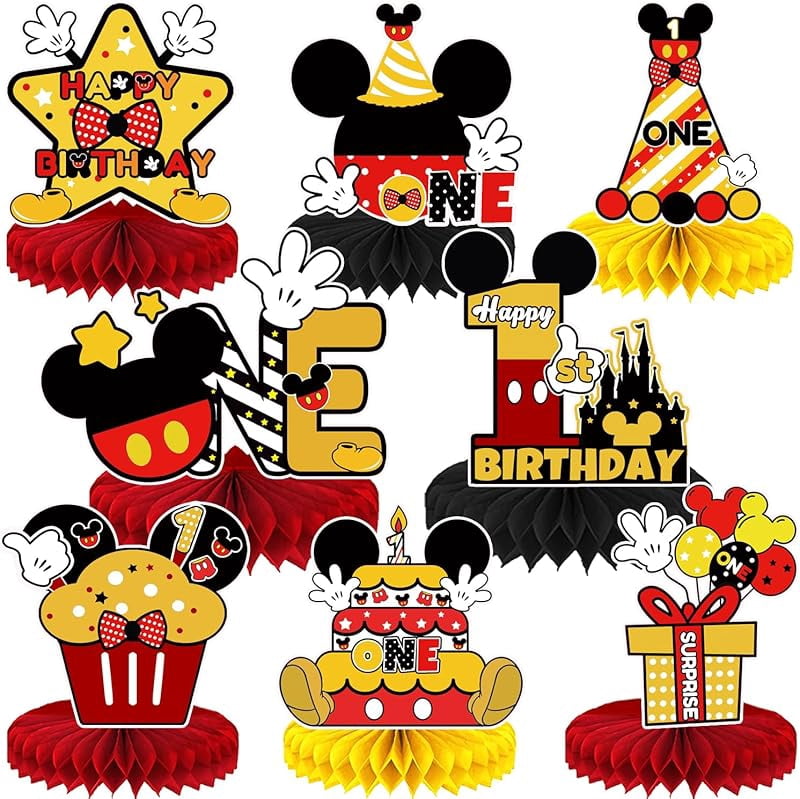8Pcs Cartoon Mouse Birthday Party Supplies,Cartoon Mouse Honeycomb ...