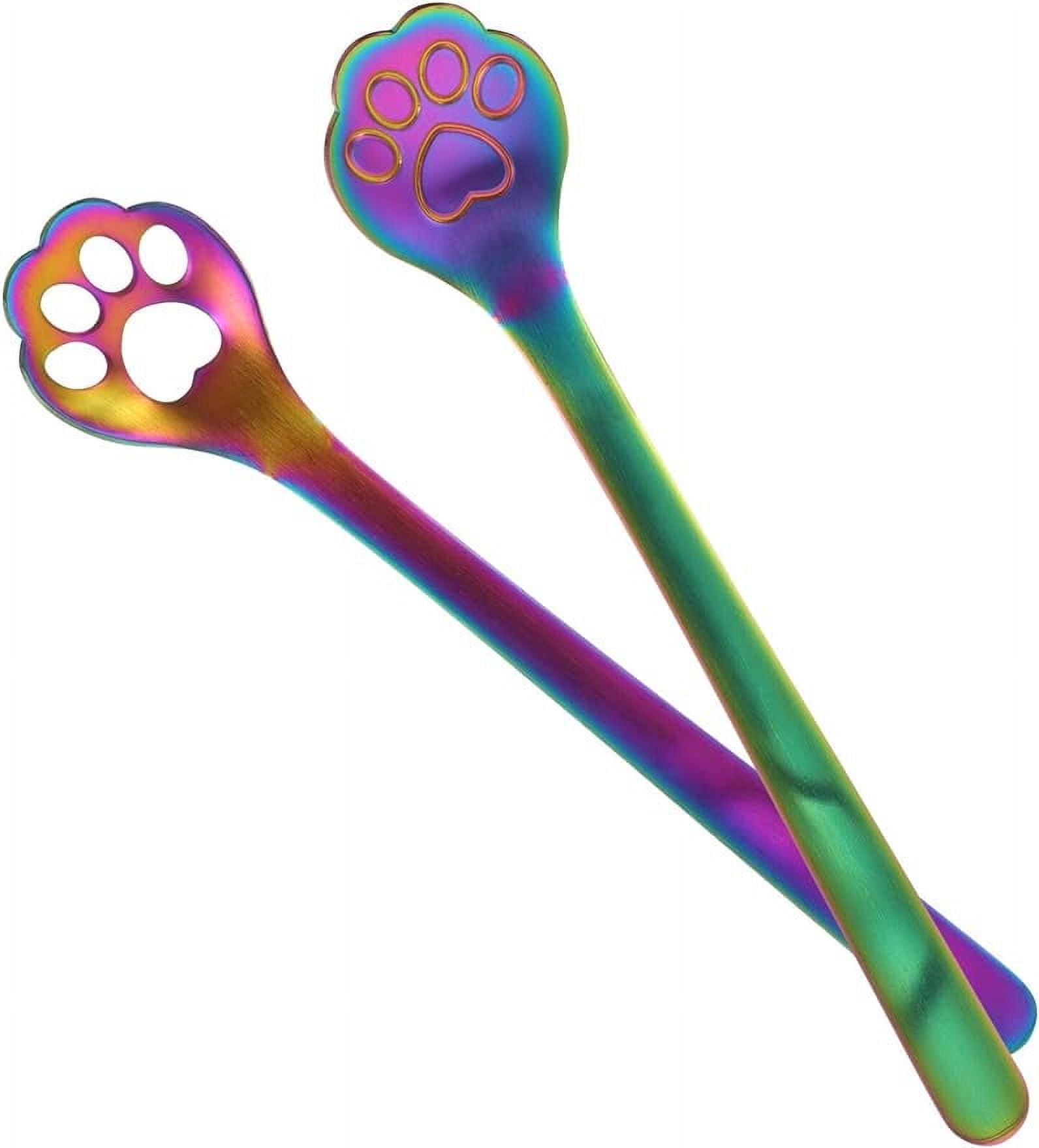 8Pcs Cat Paw Spoon Stainless Steel Coffee Spoons Slotted Teaspoon ...