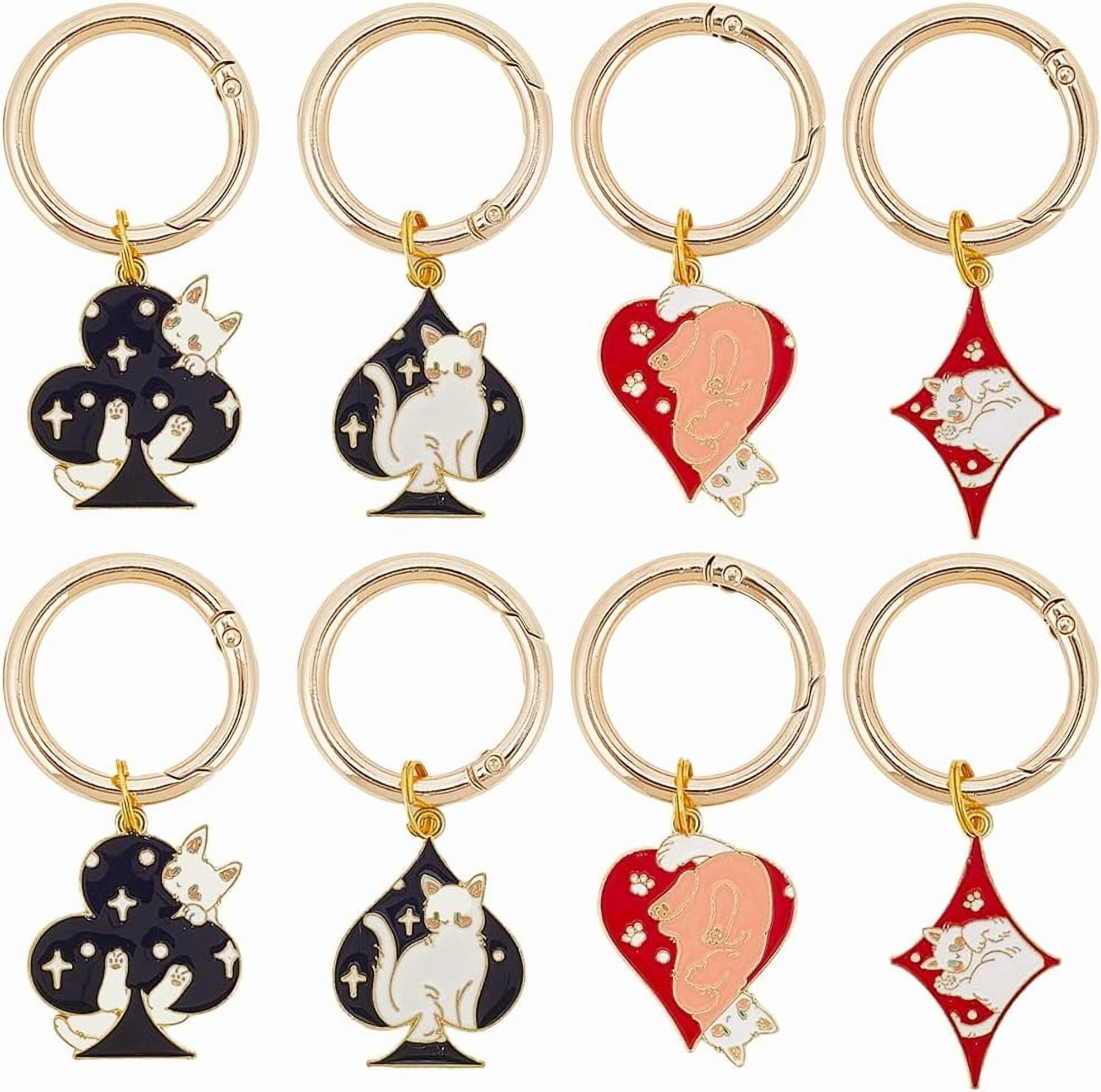 8Pcs Cats Shoe Charms Shoe Pendants 4 Styles Colorful Heart Block Cards ...