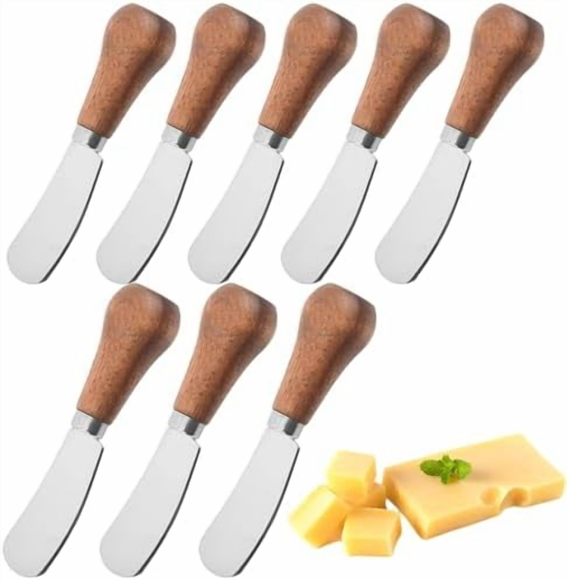 8Pcs Cheese Spreader Knives, Mini Butter Knife Spreader with Wooden ...