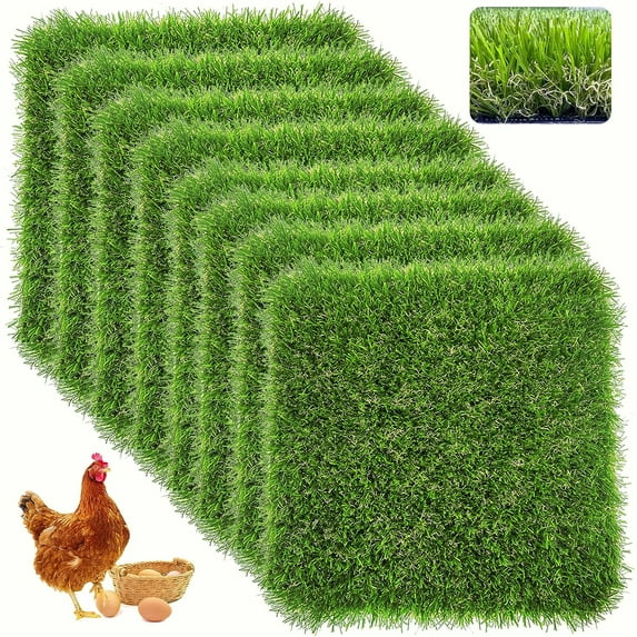 "KGJQ 8Pcs Chicken Nesting Box Pads, Washable Artificial Grass Rug, 15 ...