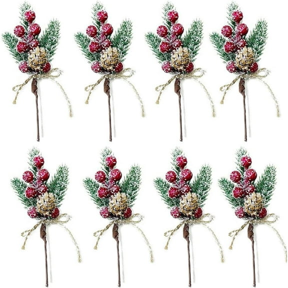 1 Pcs Holly Picks Faux Pine Picks, Artificial Christmas Picks with ...