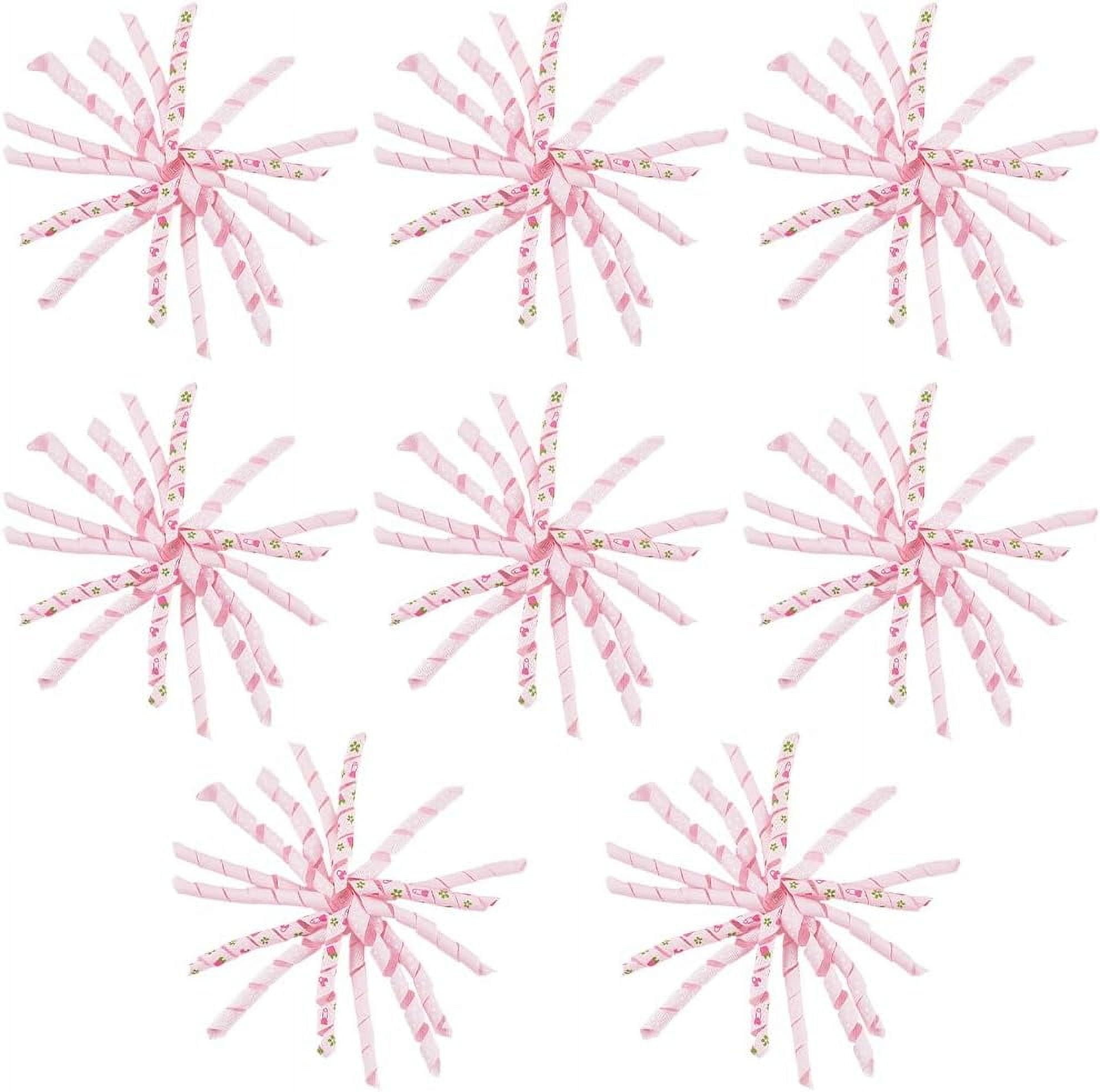 8Pcs Christmas Curly Bows Pink Gift Wrapping Self Adhesive Valentines ...