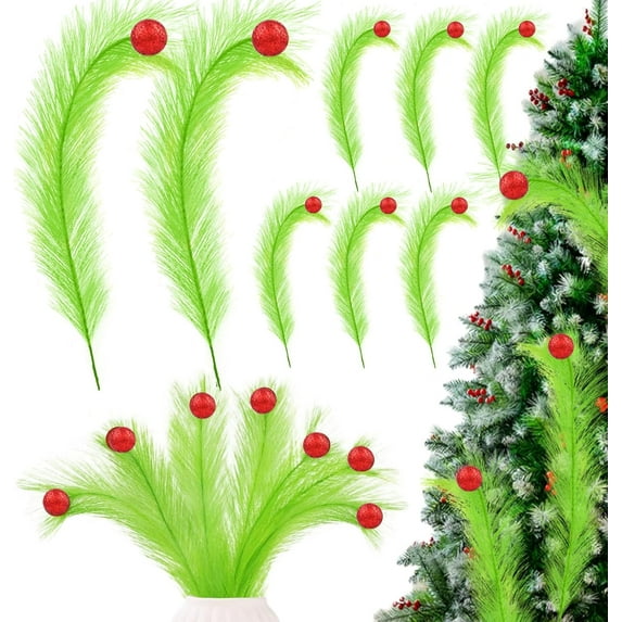 8Pcs Christmas Tree Topper, 17 Inch Green Curly Xmas Tree Picks ...