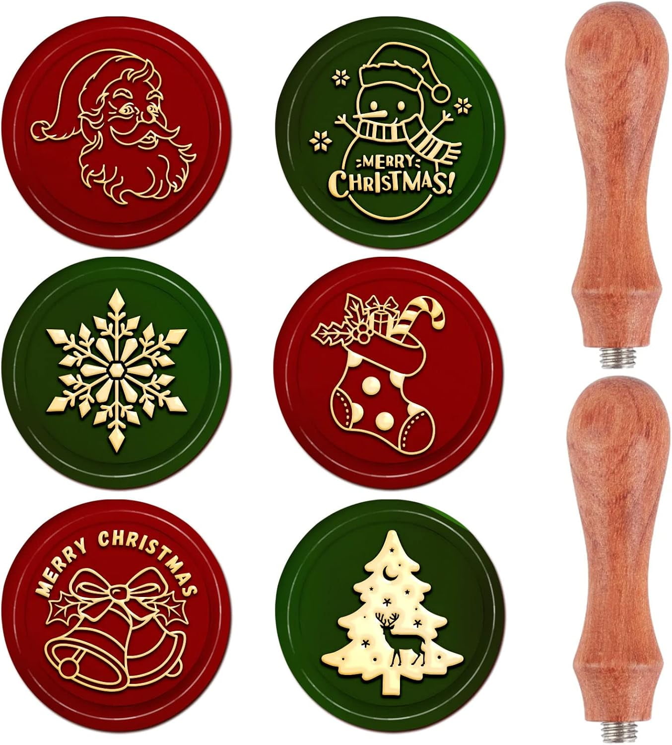 8Pcs Christmas Wax Seal Stamp Set 6 Style Removable Brass Stamp Heads ...