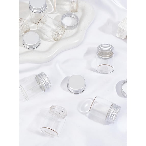 8Pcs Clear Glass Round Bead Containers Screw Top Storage Tubes with ...