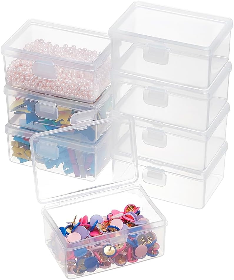 8Pcs Clear Plastic Box Container Transparent Rectangle Storage ...