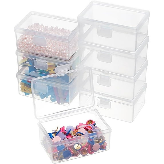 8Pcs Clear Plastic Box Container Transparent Rectangle Storage ...