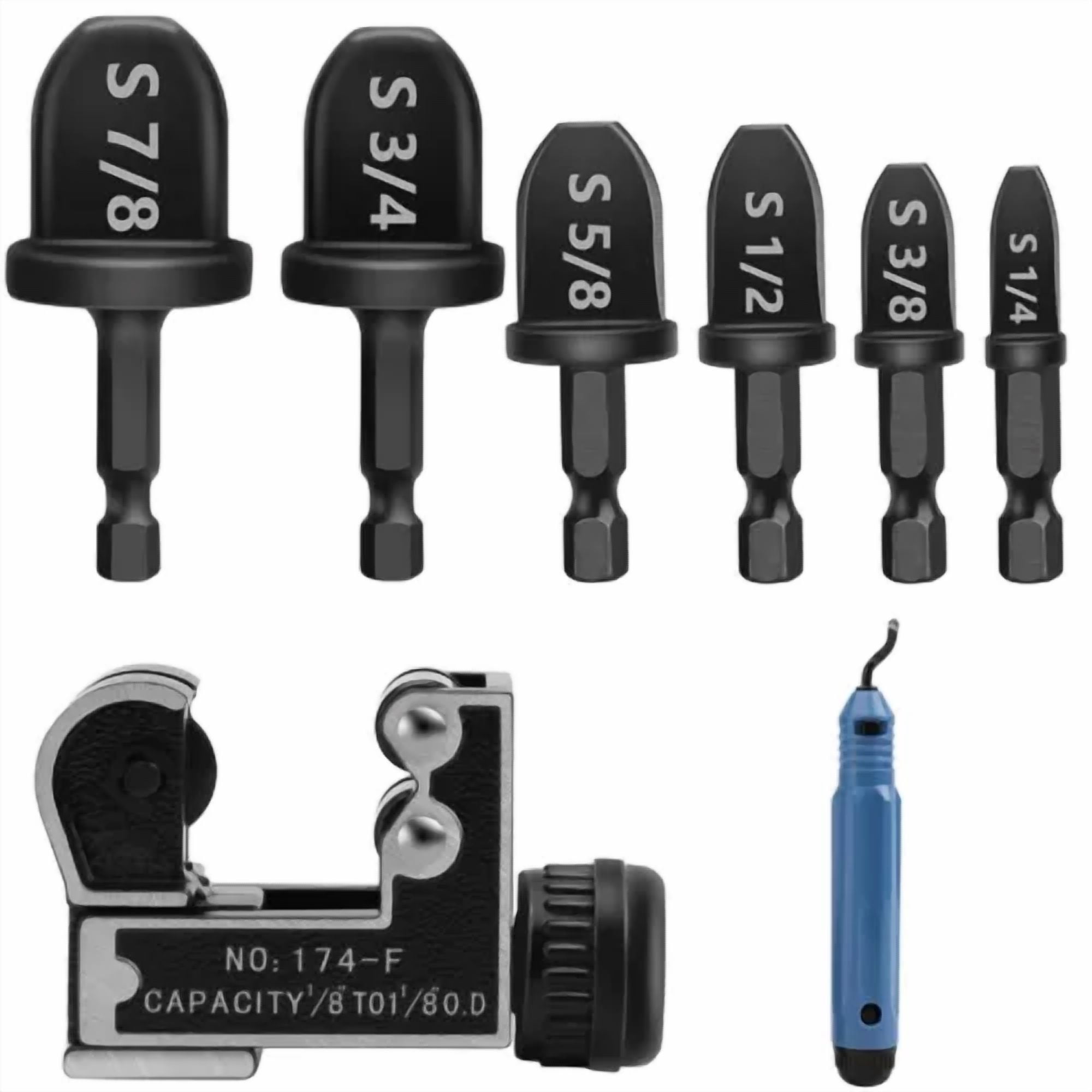 8Pc Swaging Tool Drill Bit Set Air Conditioner Copper Pipe Flaring Tube ...