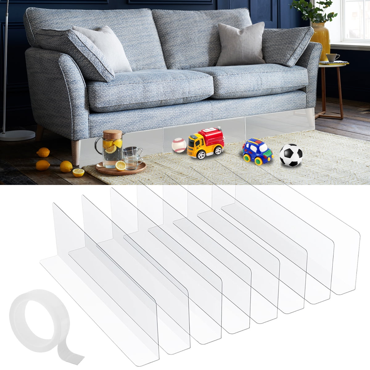 8Pcs Under Couch Blocker Waterproof PVC Under Bed Blocker Translucent ...