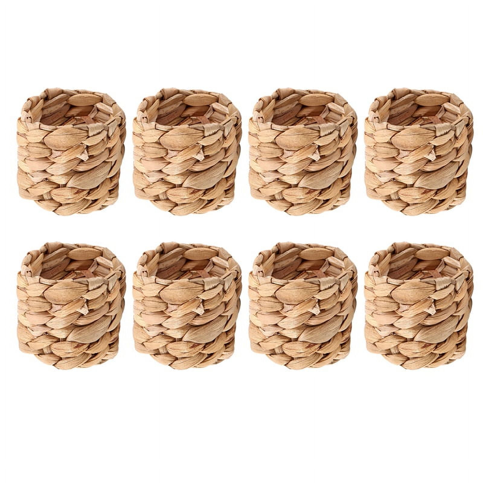 8Pcs Country Style Water Woven Napkin Ring, Hand-Woven Straw Napkin ...