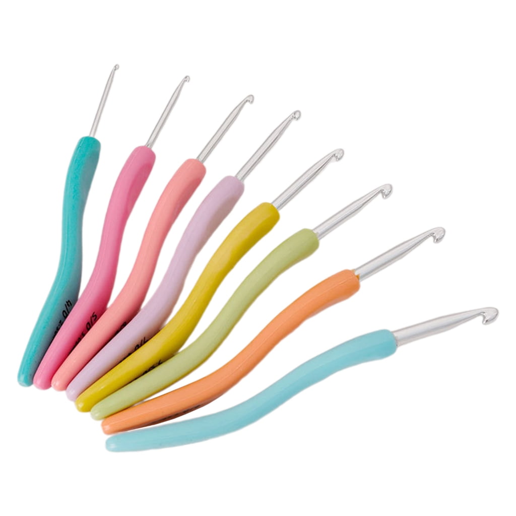 8Pcs Crochet Hook Set, Plastics Handle Crochet Hook for Beginner ...