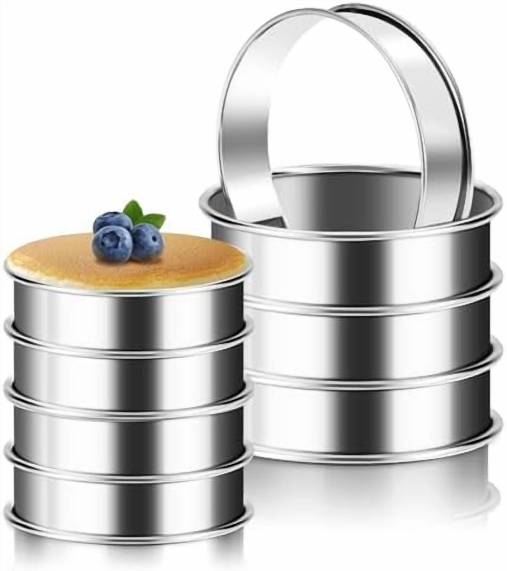 8Pcs Crumpet Rings, 4 & 3.15 Inches Nonstick English Muffin Rings ...