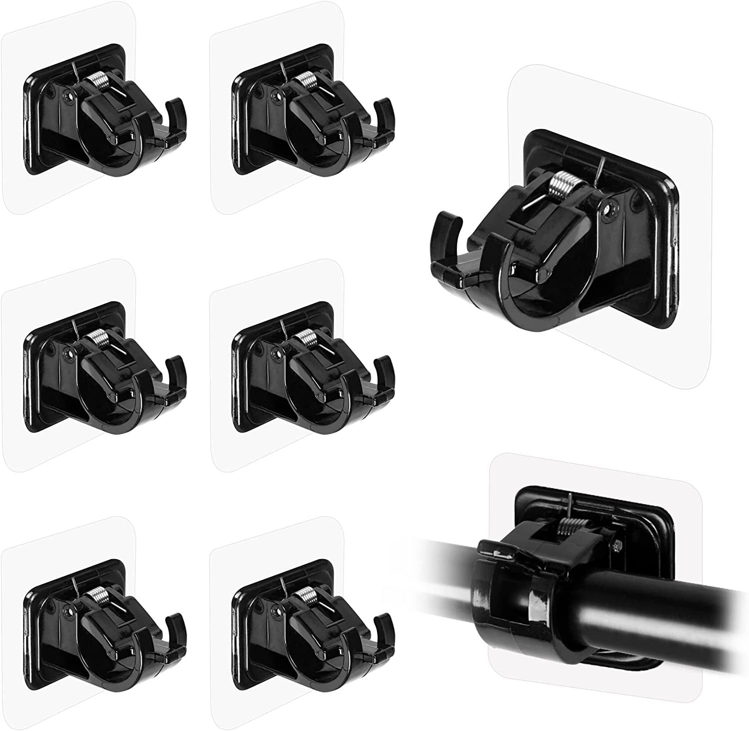 8Pcs Curtain Rod Brackets No Drilling,Self Adhesive Curtain Rod Holder ...