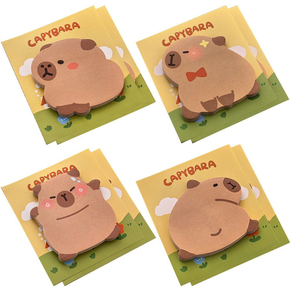 8Pcs Cute Capybara Post Notes Animals Sticky Notes Cartoon Message Note ...