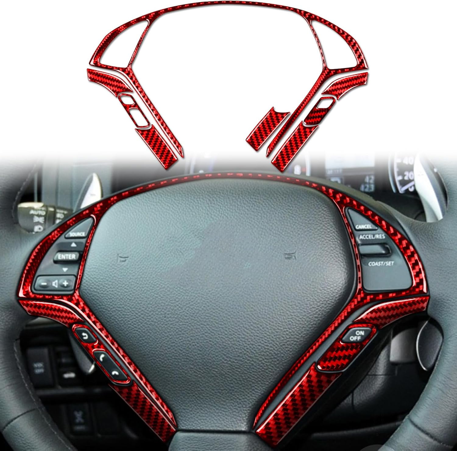 8Pcs Dashboard Steering Column Carbon Fiber Sticker Cover Kit ...