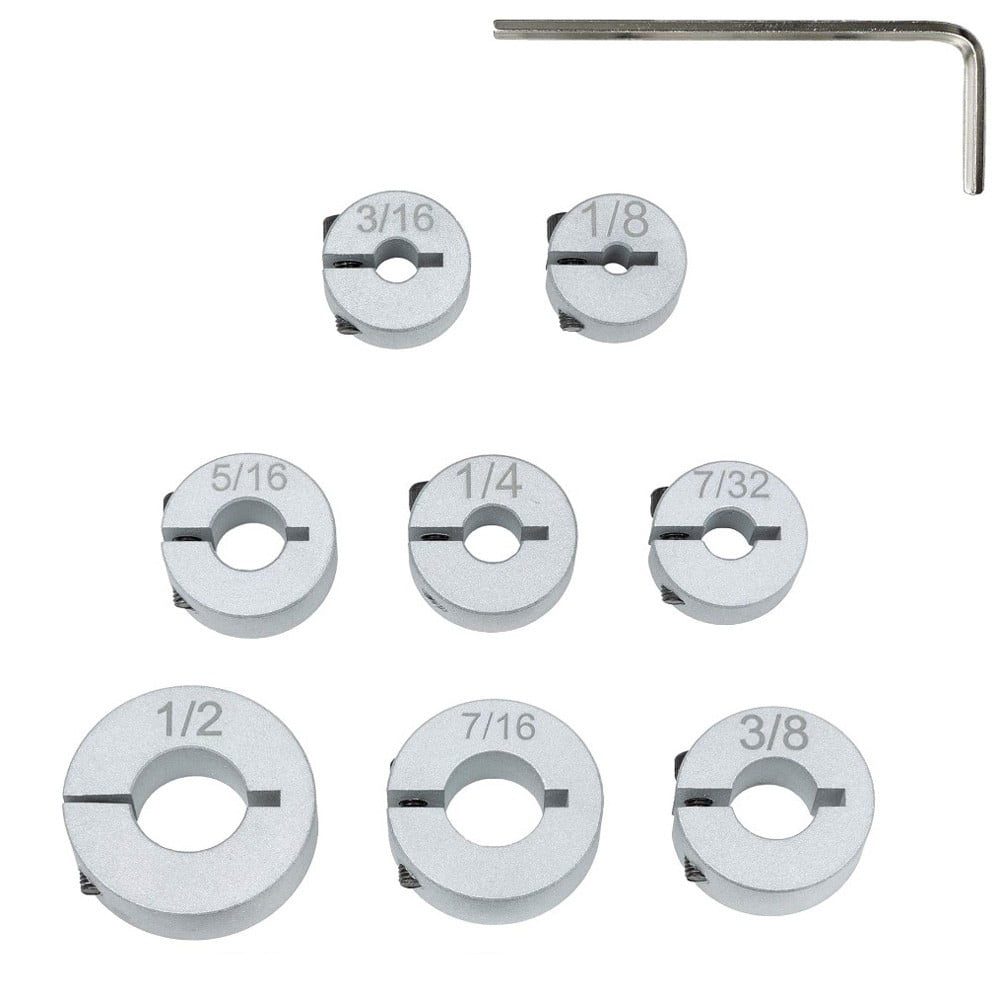 8pcs Depth Stop Collar Fixed Drill Bit Holder Split Rings Depth Stop Collar With Hex Wrench Set