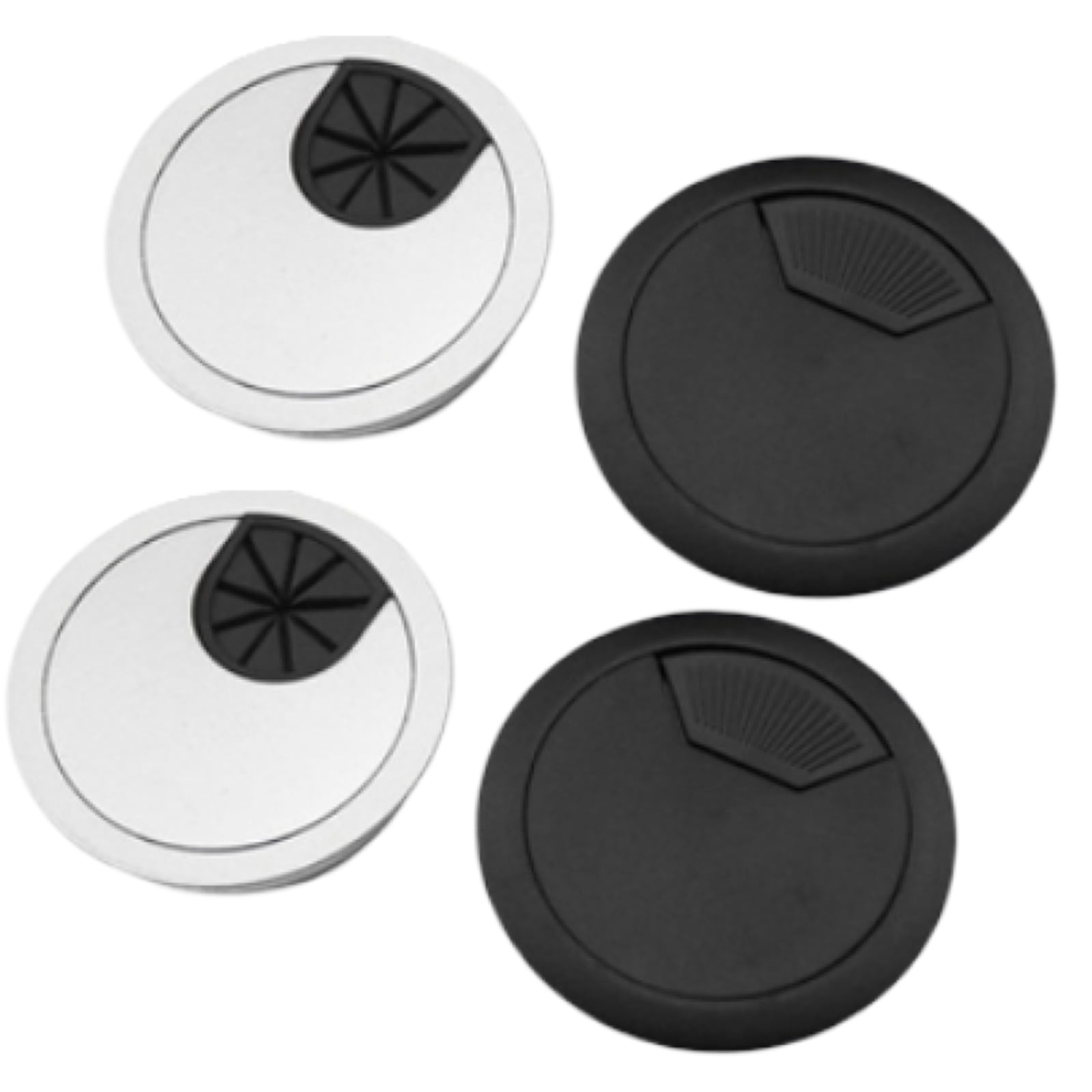 8Pcs Desk Wire Hole Cover - Black + Sand Silver - Walmart.com