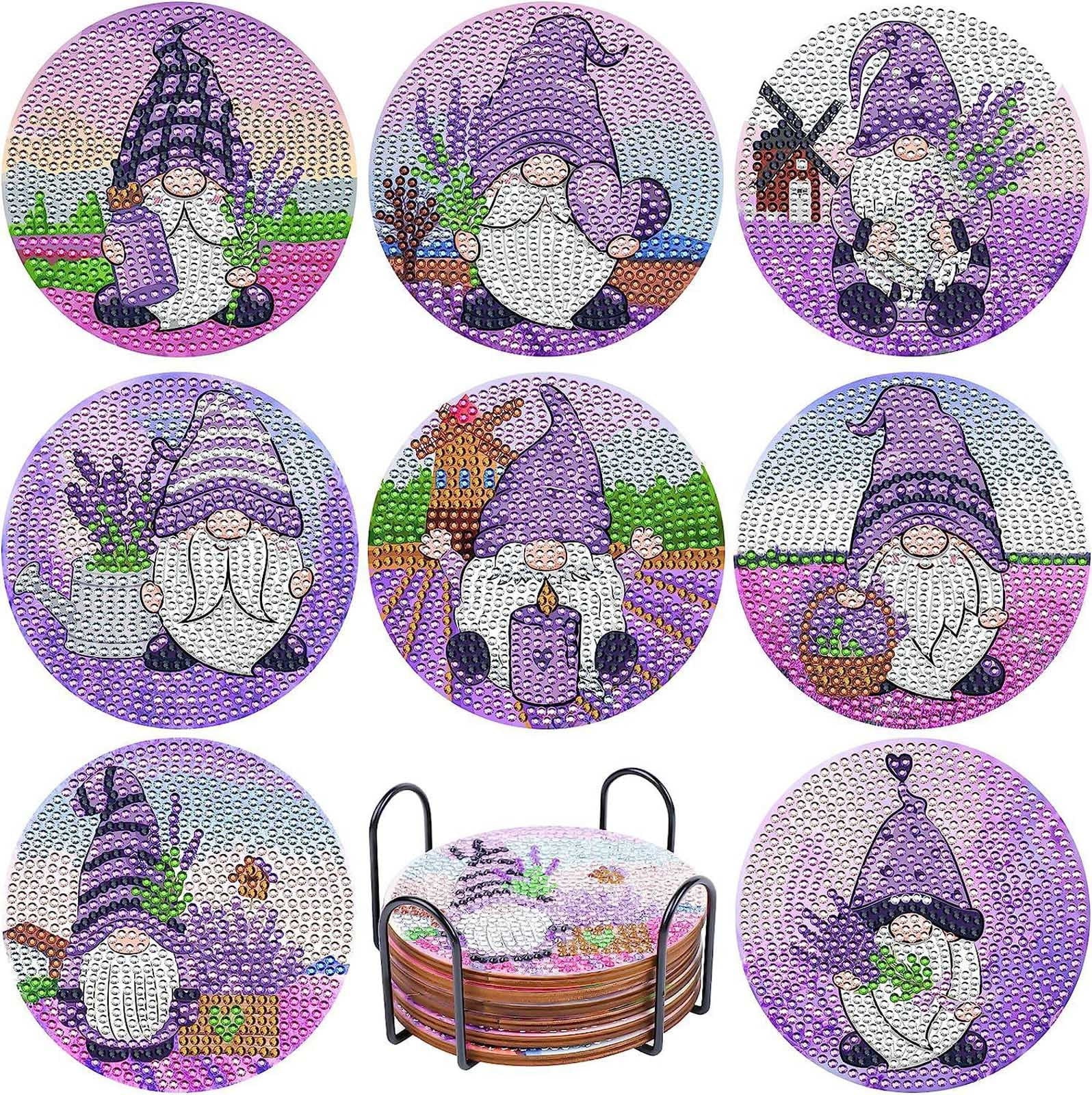 8Pcs Diamond Cup Mat Paintings Kits With,Diy Diamond Art Cup Mat Kits ...