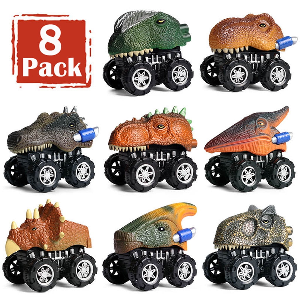 8Pcs Dinosaur Toy Pull Back Cars, Dinosaur Cars Set, Dino T-Rex Games, Dinosaur Toys for Kids ...