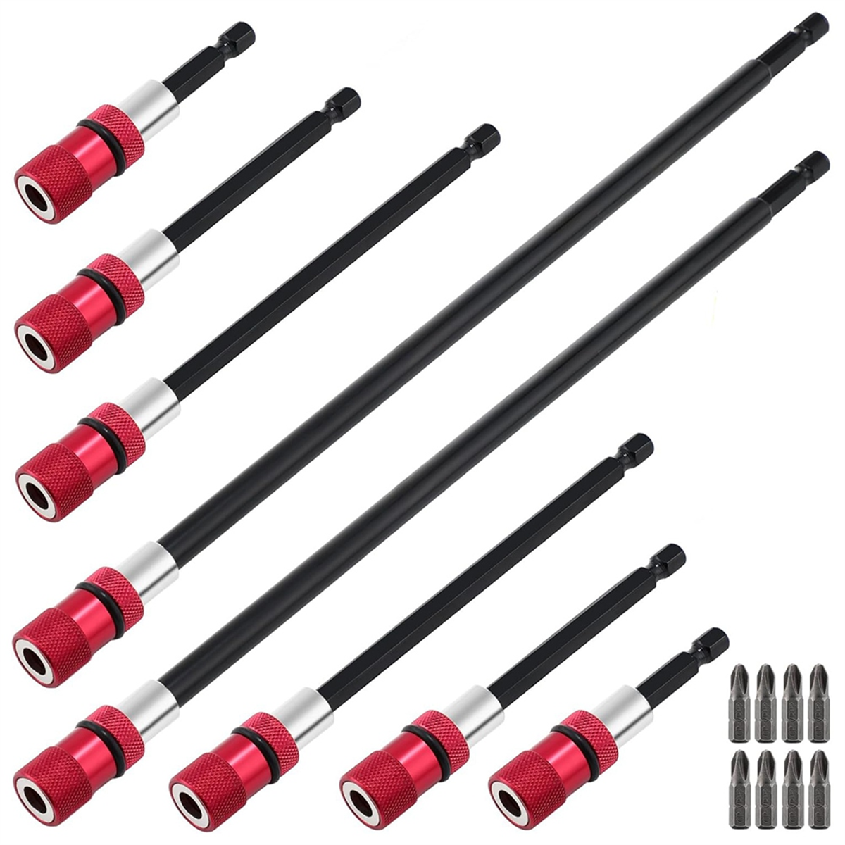 8Pcs Drill Bit Extension Set Magnetic Holder Extender 1/4 Inch Hex with ...