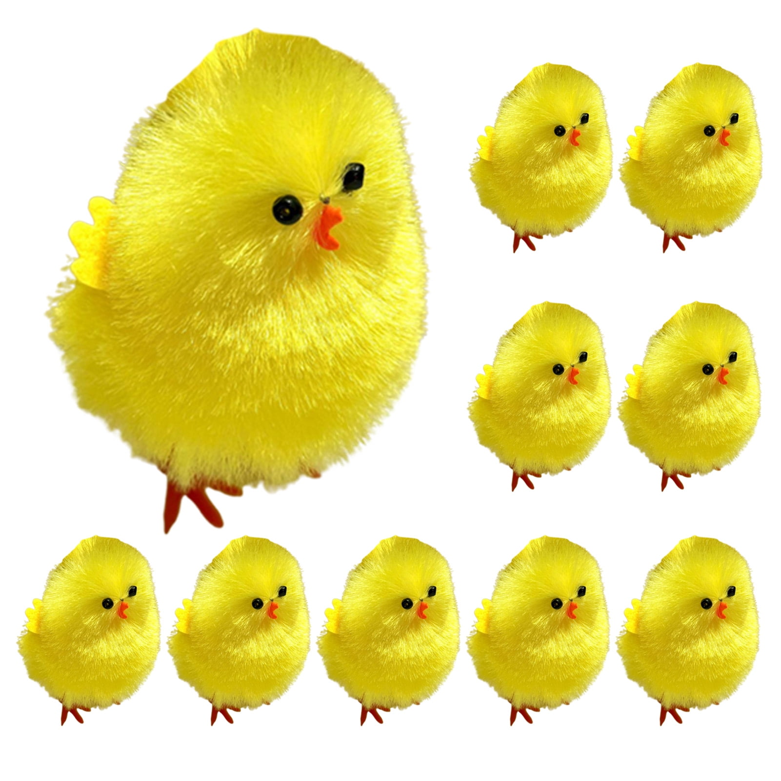 8Pcs Easter Fur Chicks 3.94in Fluffy Yellow Chicks Soft Plush Miniature ...