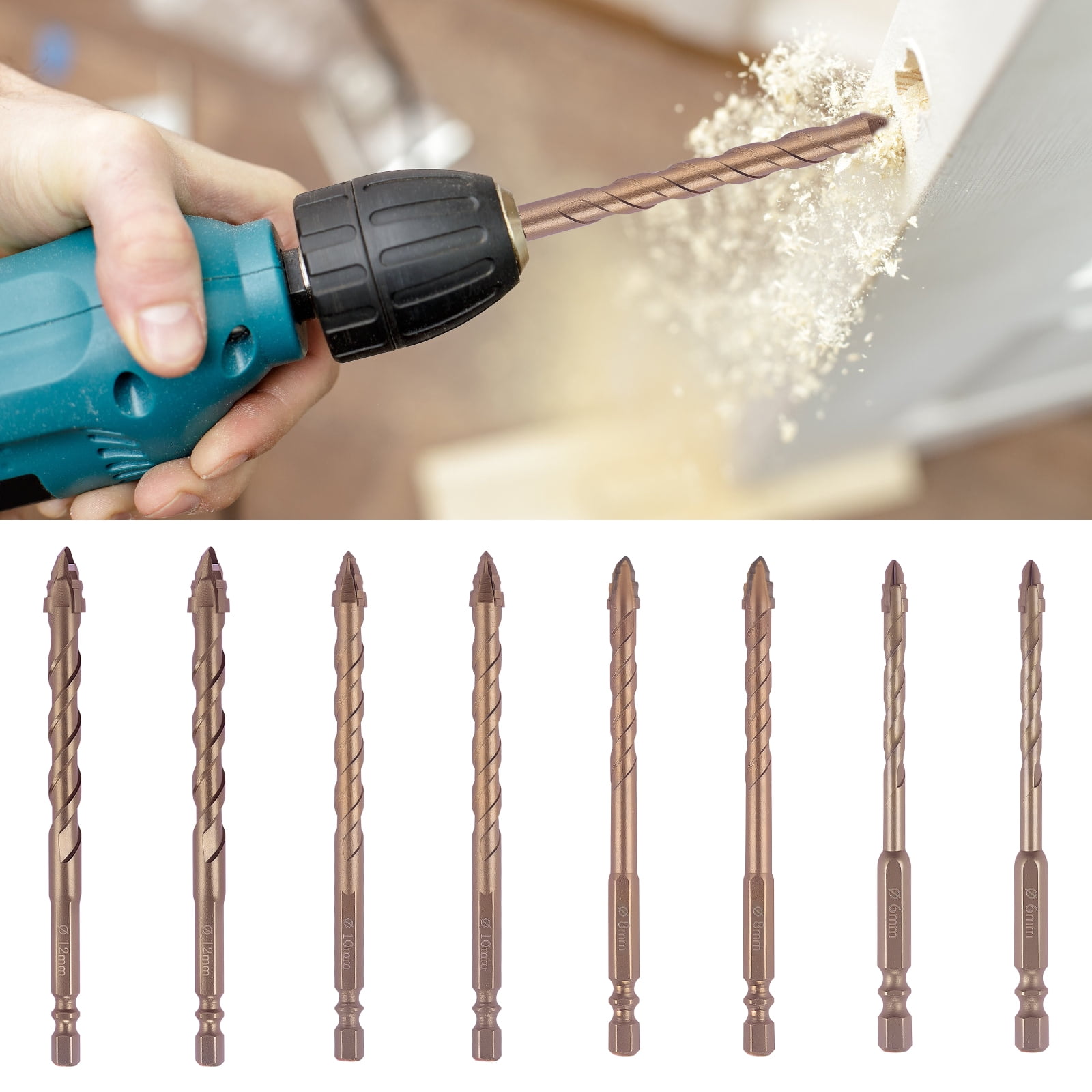 8Pcs Eccentric Twist Drill Bit 6-12mm Alloy Hex Drill Bits Precision ...