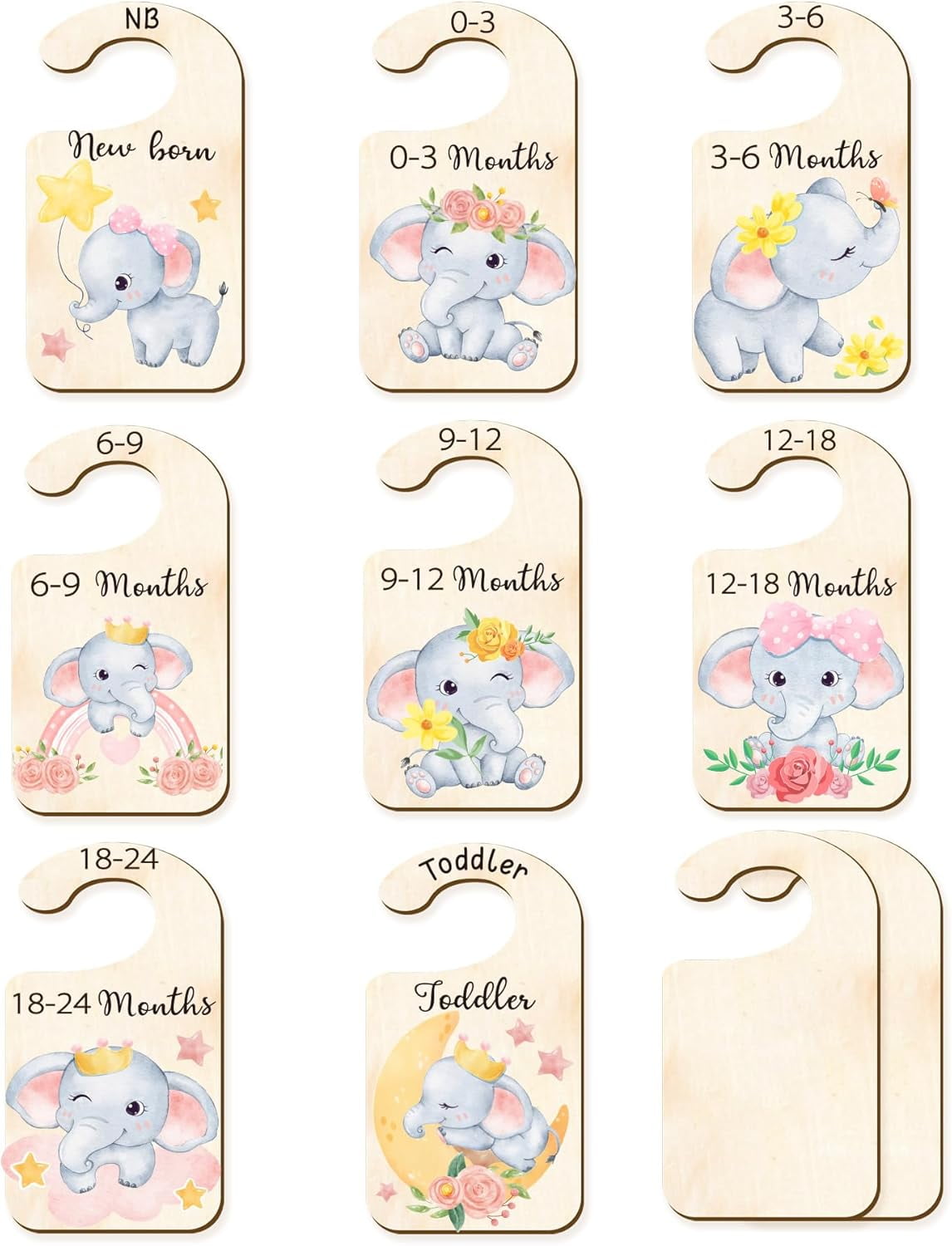 8Pcs Elephant Wood Baby Wardrobe Dividers Animals Nursery Decor from ...