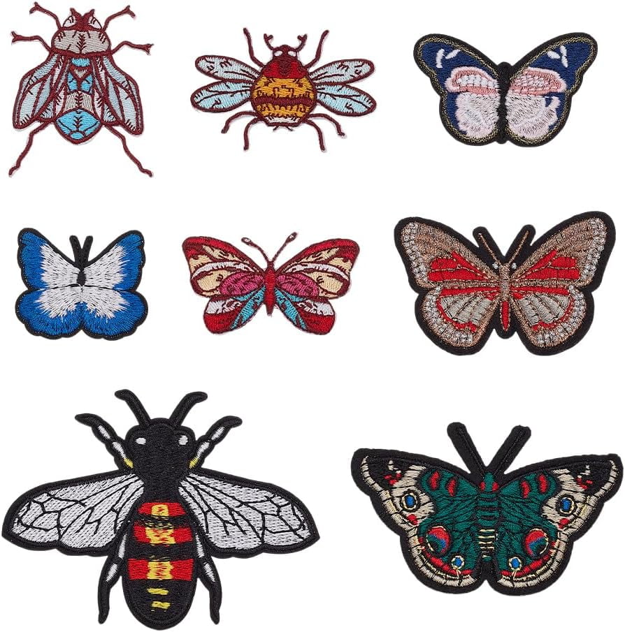 8Pcs Embroidery Insect Patch Sew on Fabric Butterfly Bee Appliques ...
