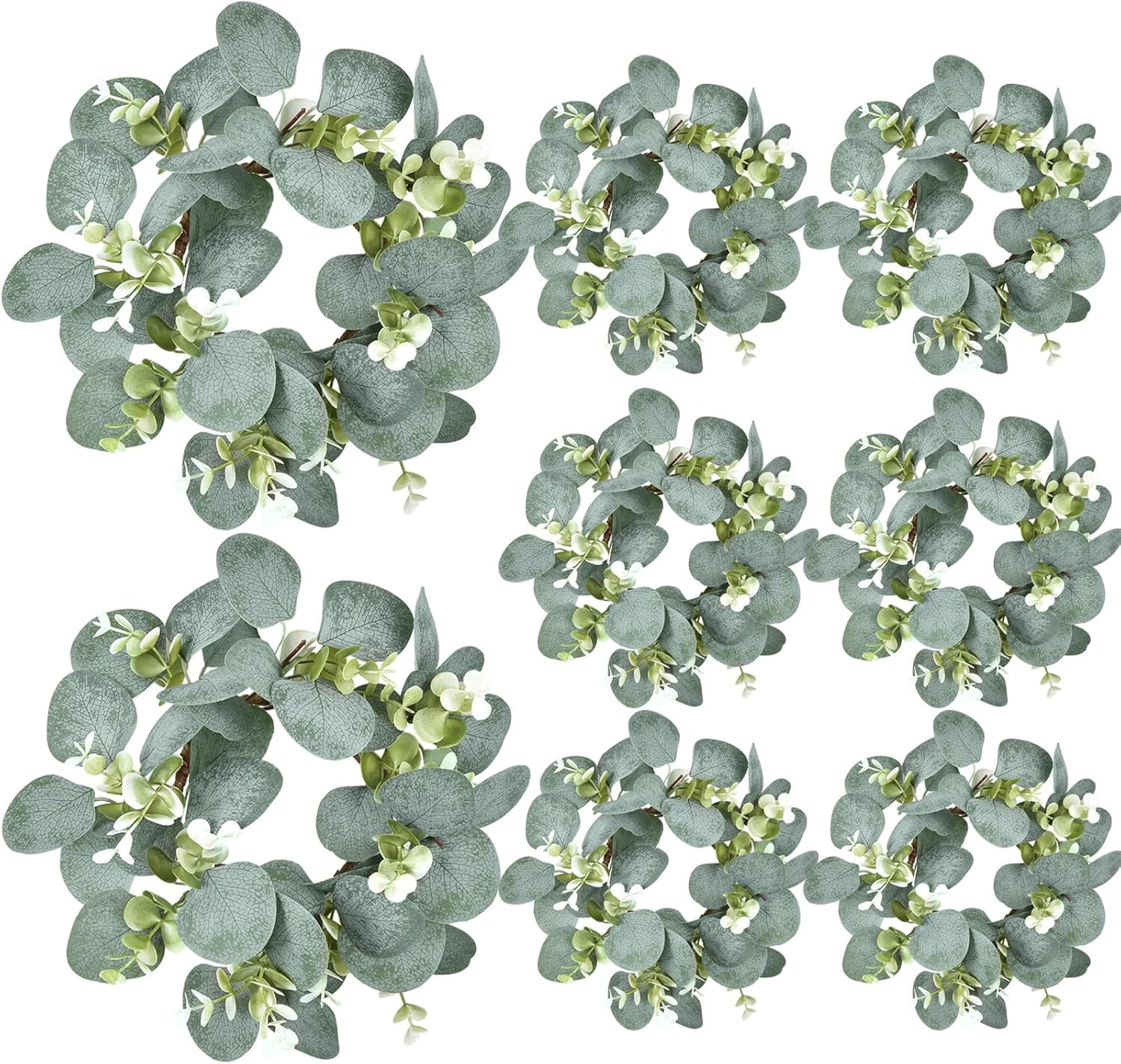 8Pcs Eucalyptus Wreath Faux Kitchen Cabinet Wreaths Artificial Greenery ...