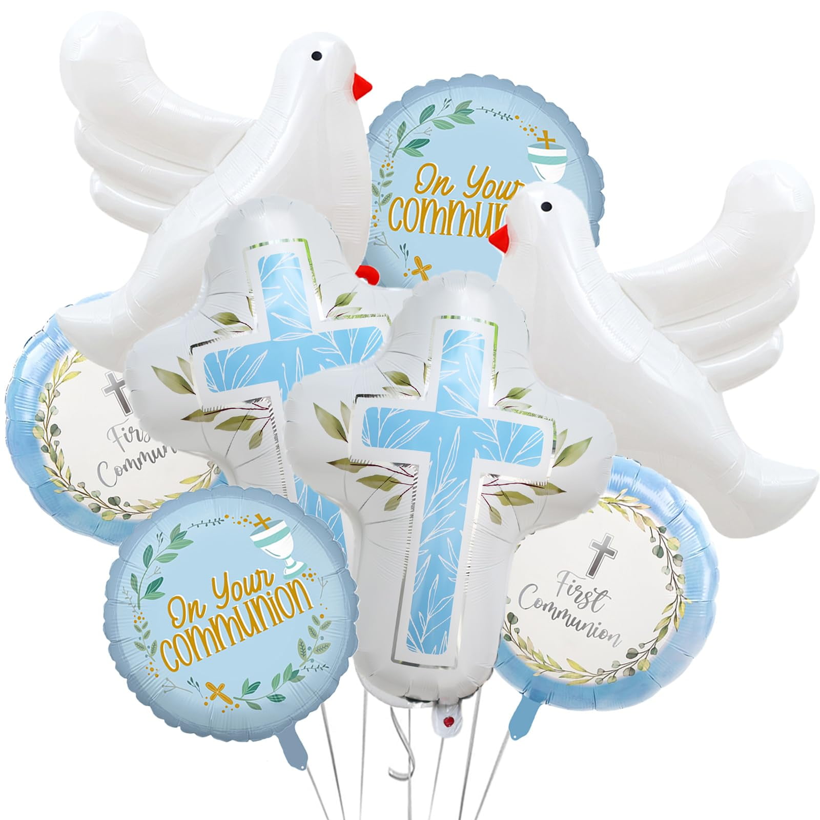 8Pcs First Communion Decorations MMF7 Balloons, Baptism Party Foil ...