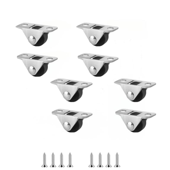 8Pcs Fixed Caster Wheels, 1/2 Inch Small Silent Rigid Plate Casters for ...