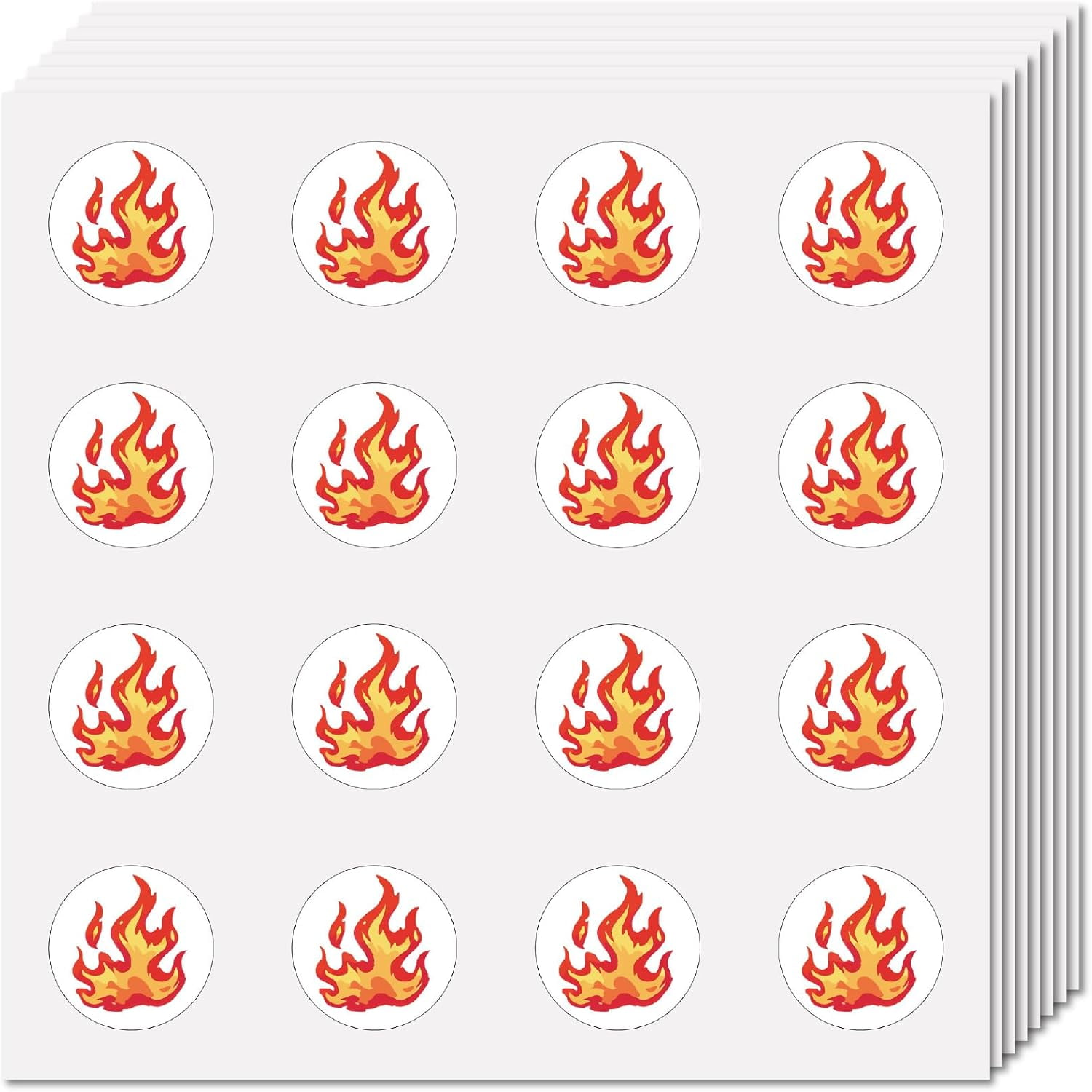 8Pcs Flame Circle Decals Bulk Round Dot Stickers Self Adhesive Cartoon ...