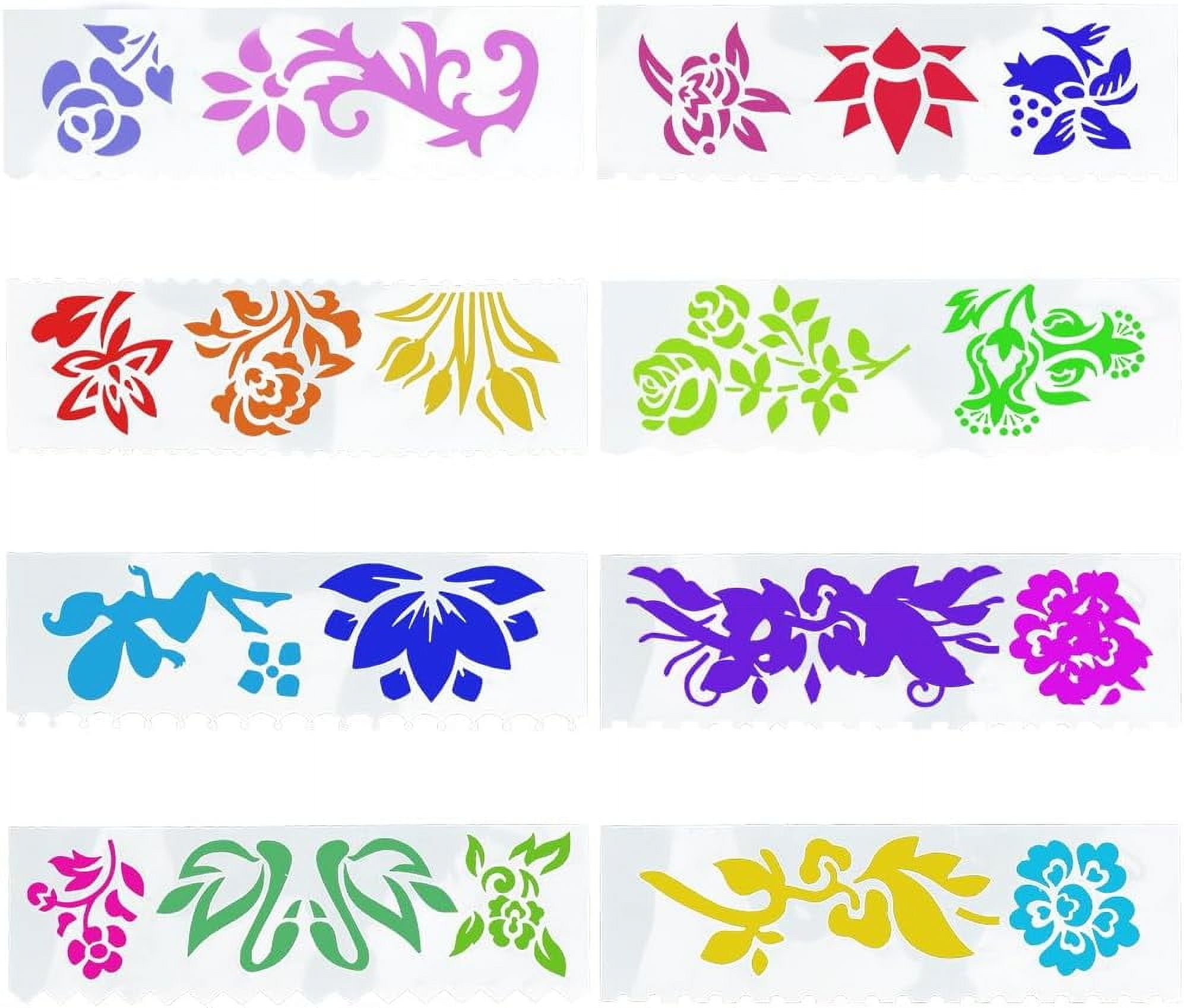 8Pcs Floral Templates Rectangle Border Stencil Flower Cake Decorating ...