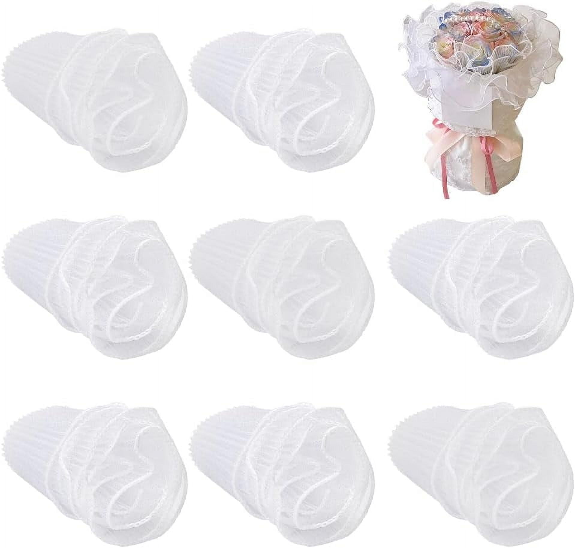 8Pcs Flower Wrapping Mesh Paper 16.5x4.3 3-layer Pleated Net Bouquet ...