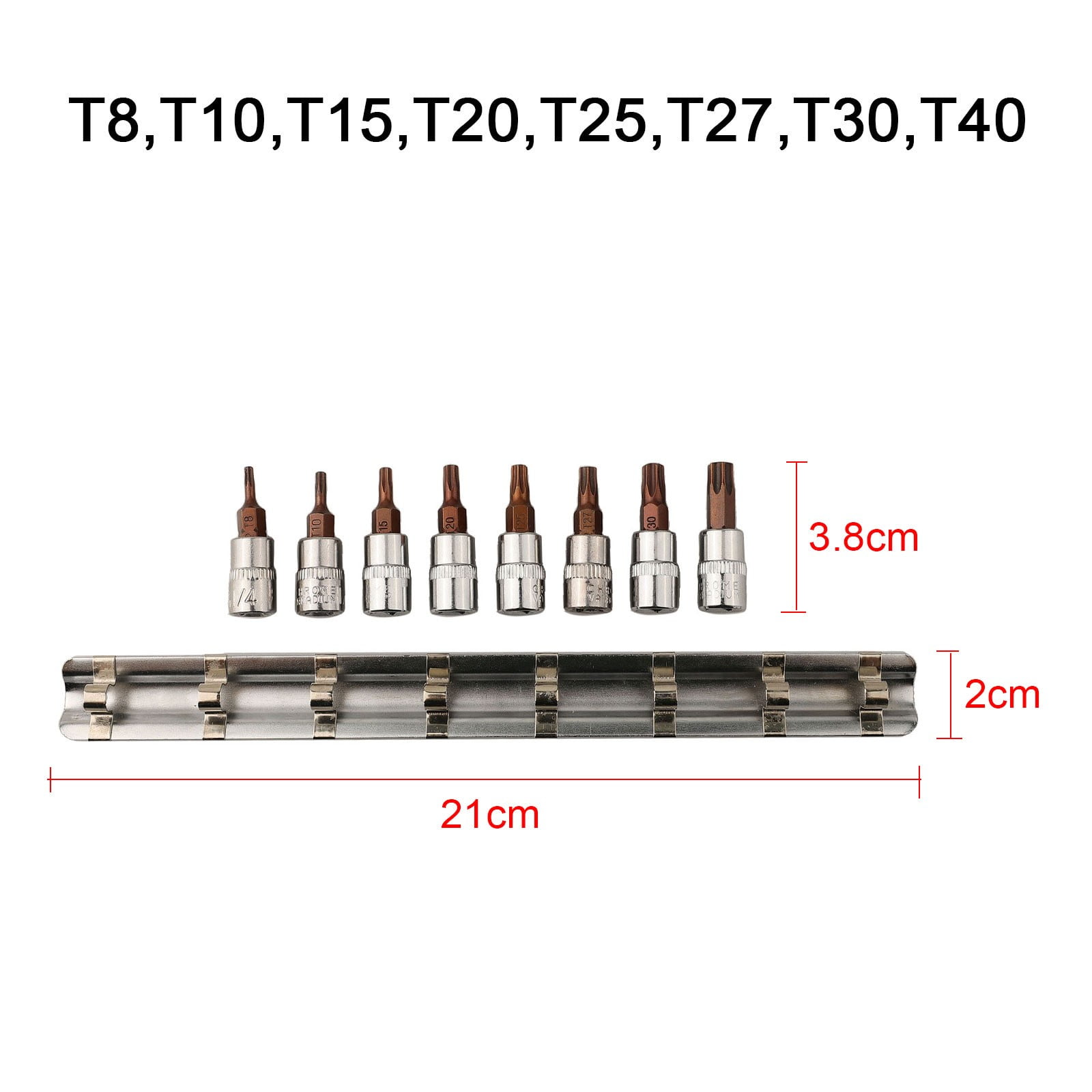 8Pcs for Torx Bit Sockets 1/4 Inch Driver Star Bit T8-T40 Screwdriver ...