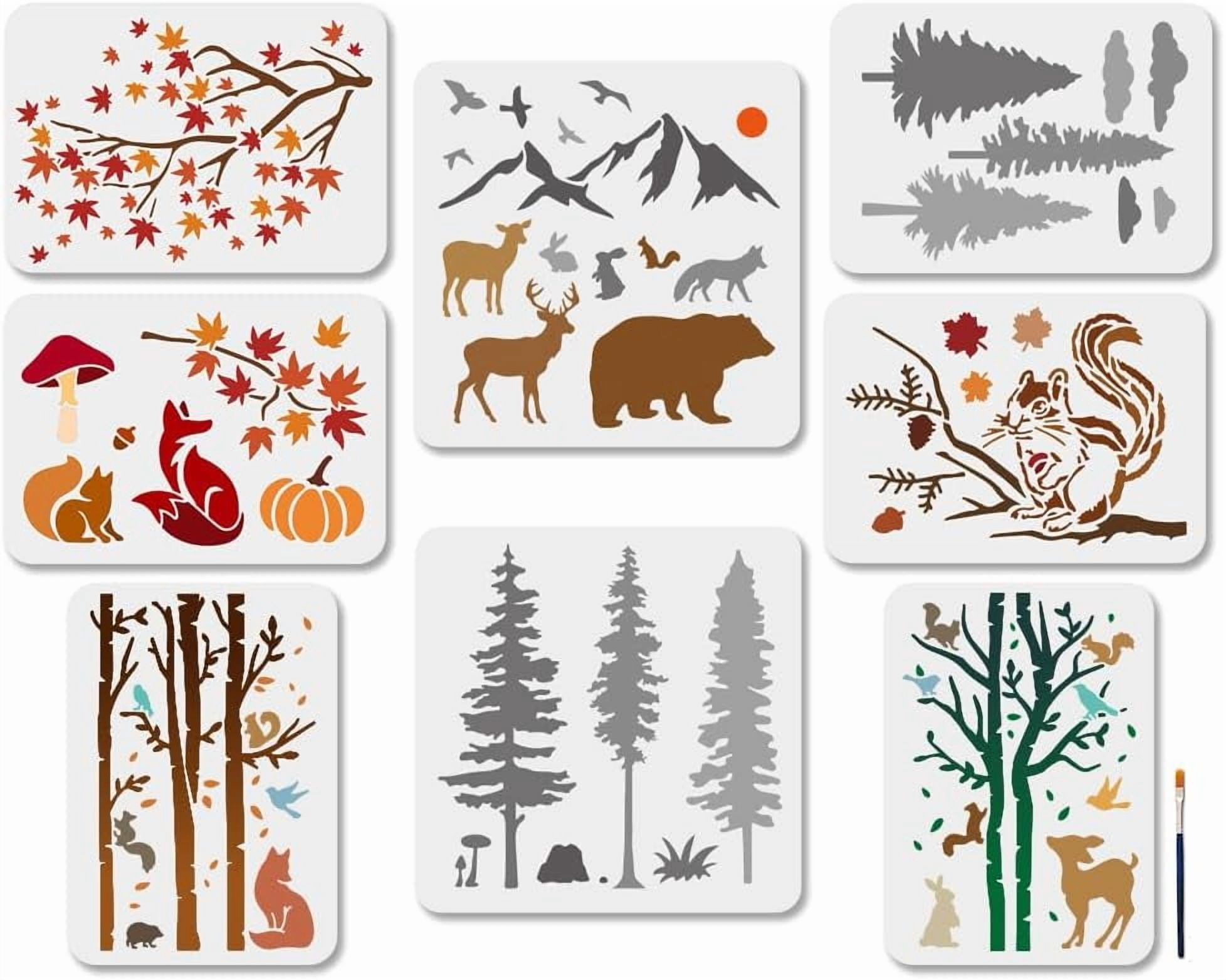 8Pcs Forest Animals Stencil Set Deer Bear Fox Squirrel Painting ...