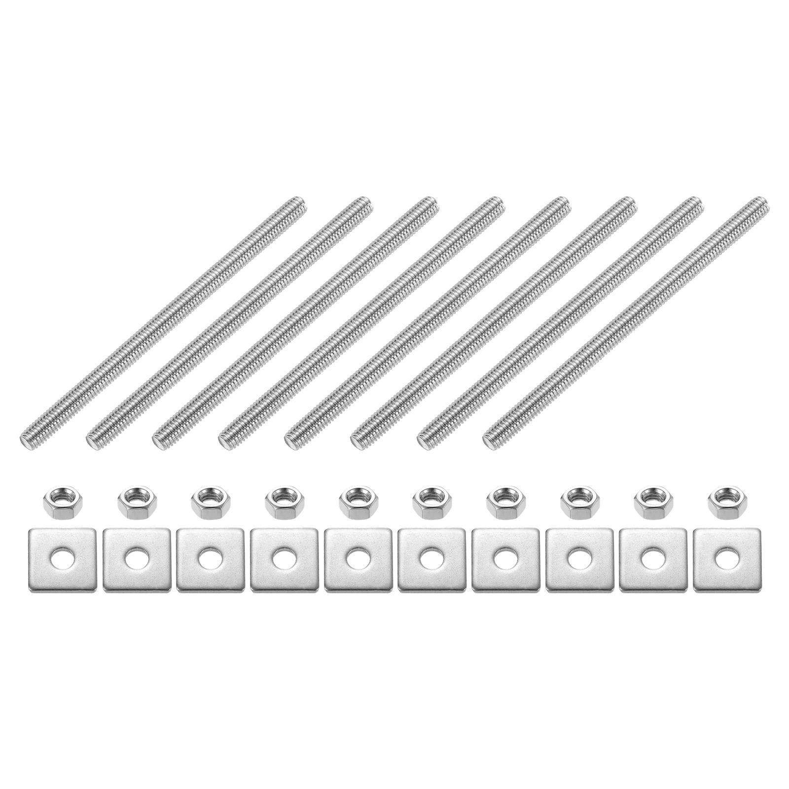 8Pcs Fully Threaded Rod, M6 x 100mm 201 Stainless Steel with Nuts ...