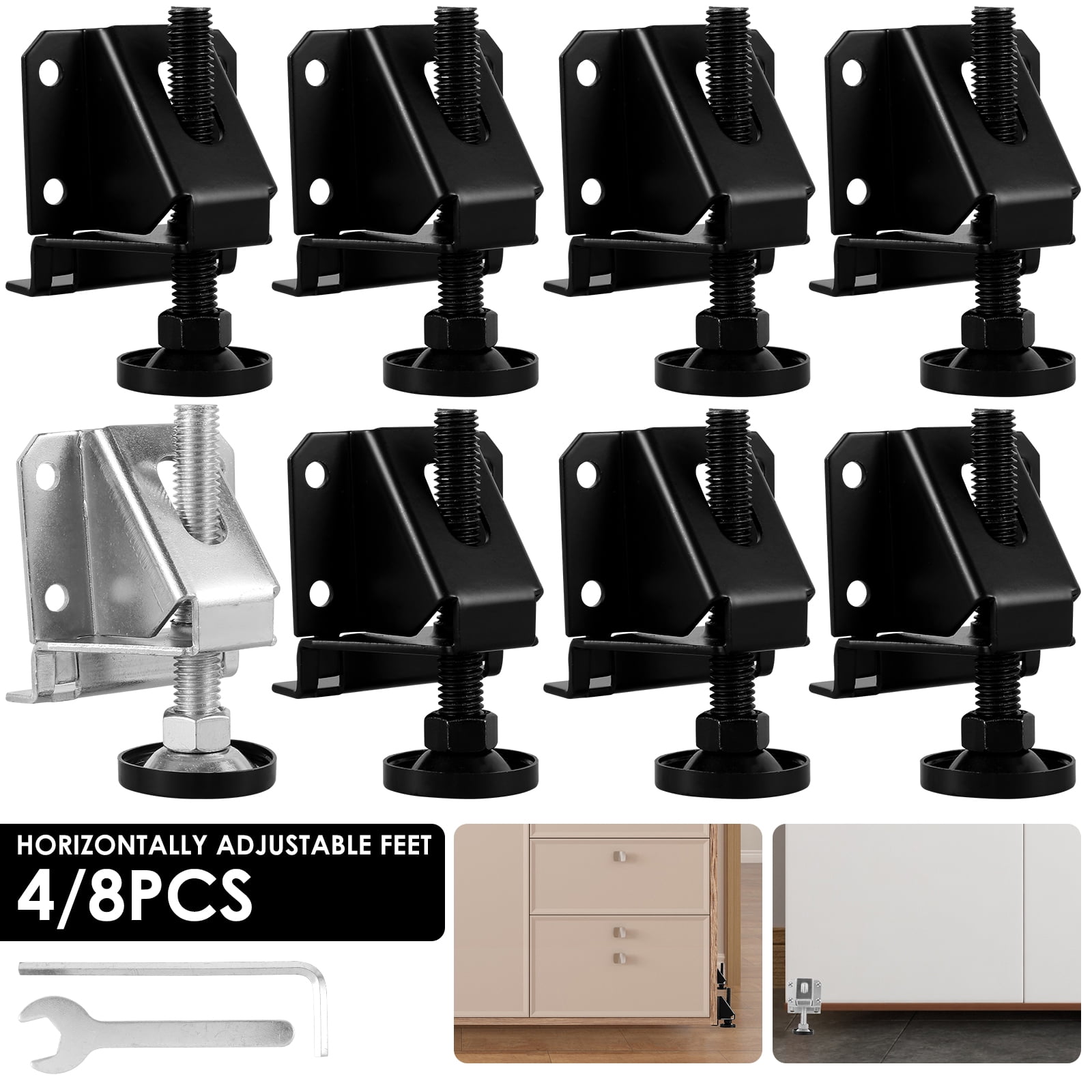 8Pcs Furniture Leveling Feet 0-2inch Adjustable Height Heavy Duty ...