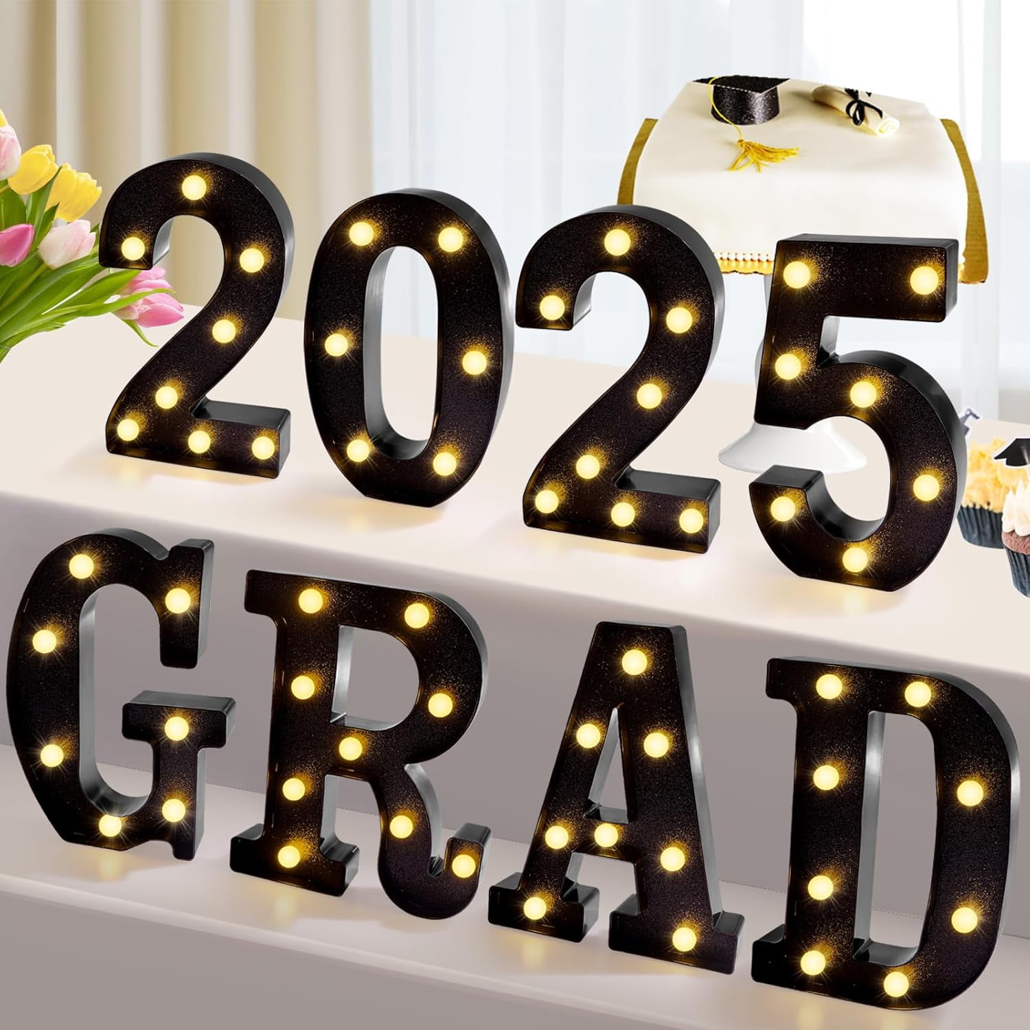 8Pcs GRAD 2025 Light Up Letters, 2025 Grad None Sign for Graduation ...