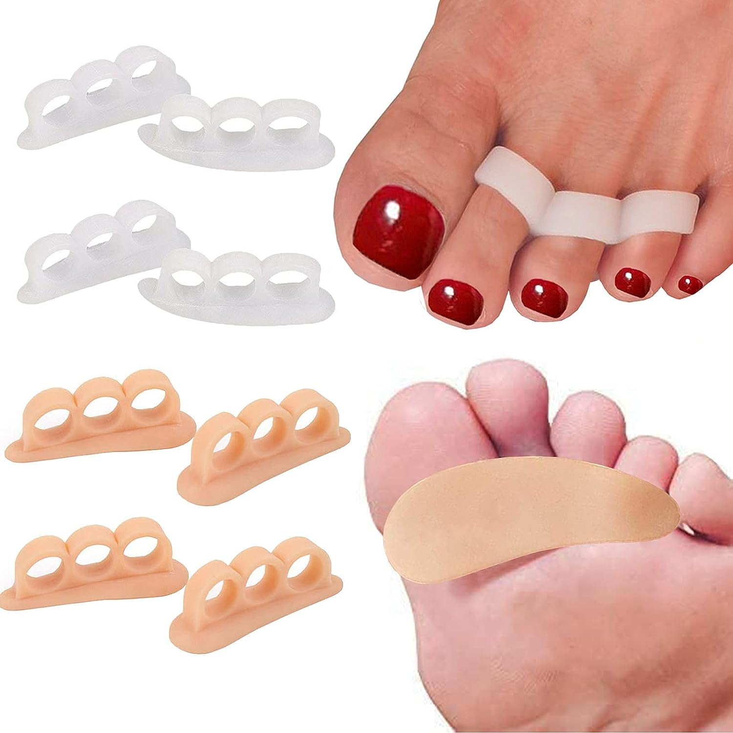8pcs Gel Hammer Toe Crest Pads Hammer Toe Straightener With 3 Loops