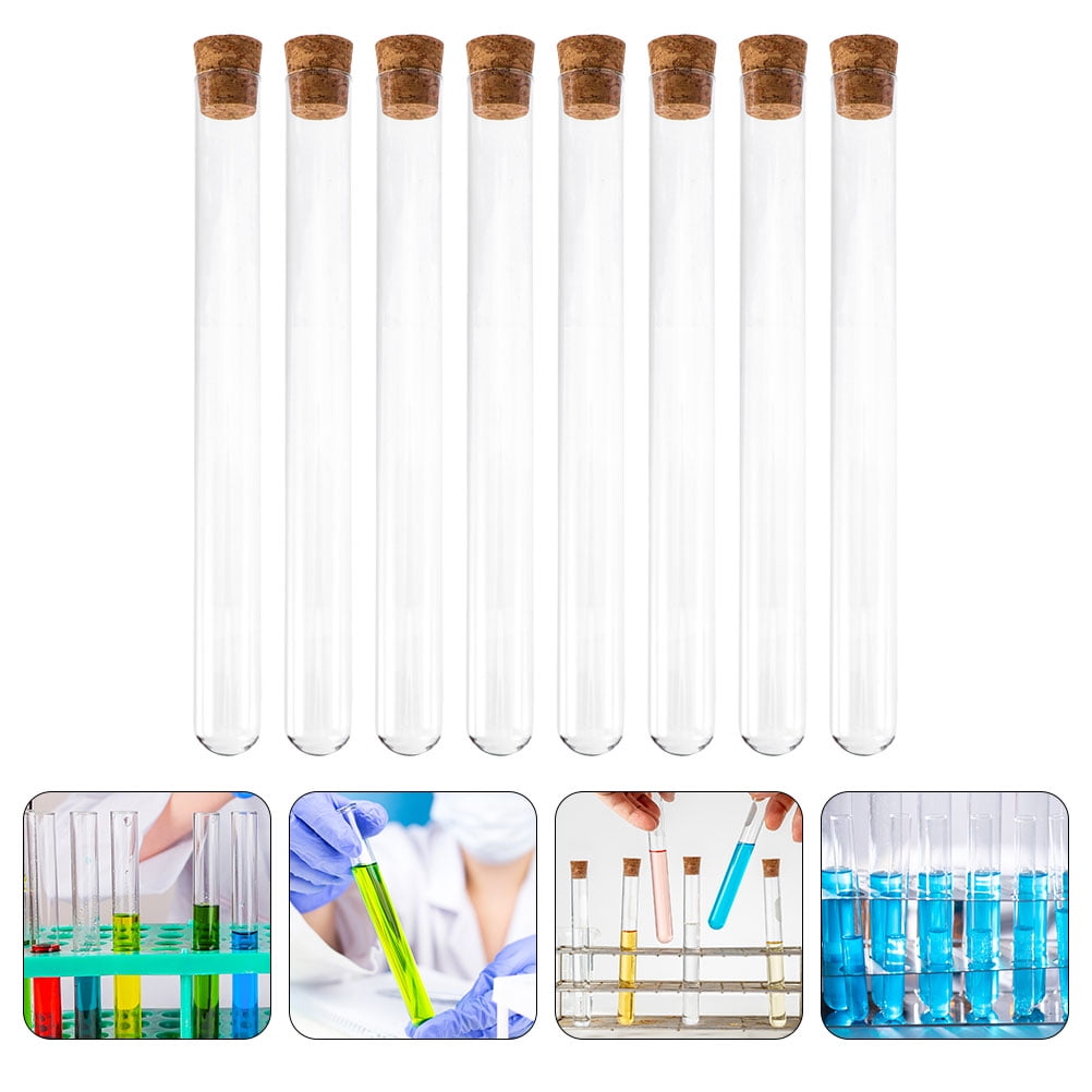 8Pcs Glass Test Tubes Transparent Sample Tubes Flat Mouth Glass Tubes ...