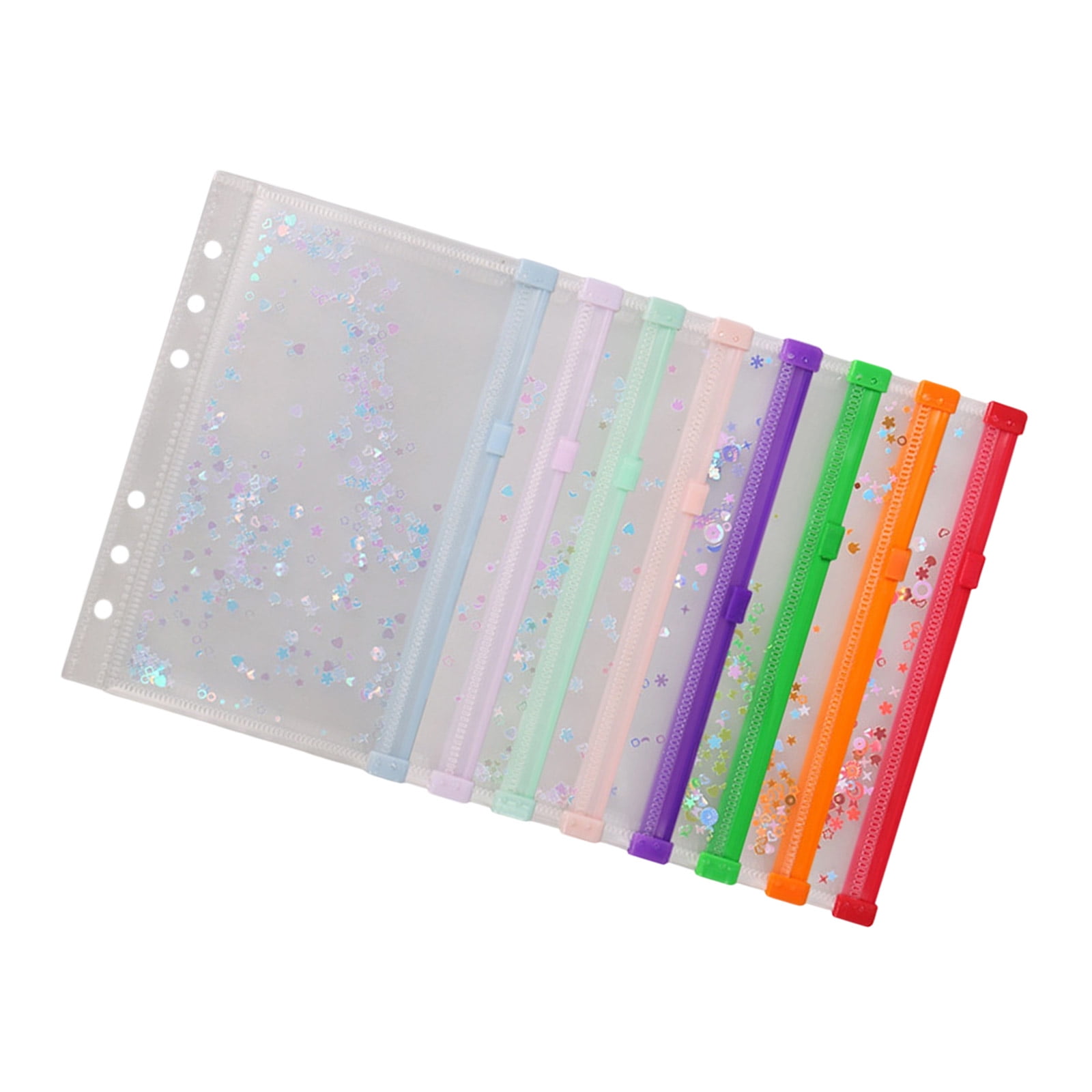 8Pcs Glittering Clear Document Envelope With Hole Zippered Closure File ...
