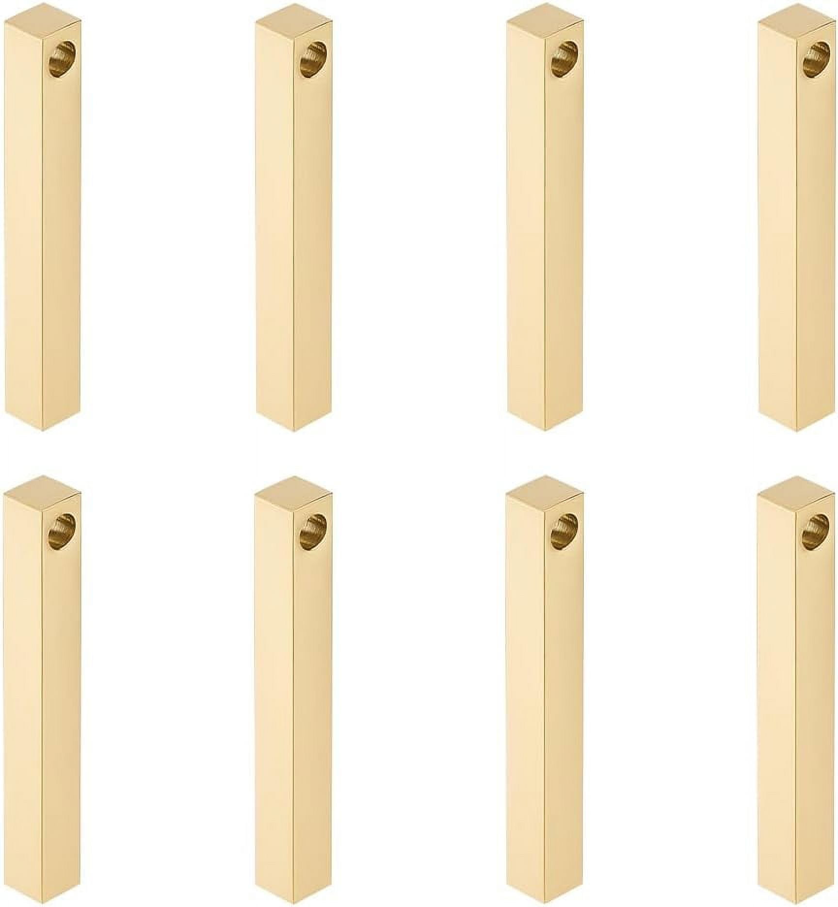 8Pcs Golden Rectangle Pendants 40mm Bar Pendants 3~3.5mm Hole Vertical ...