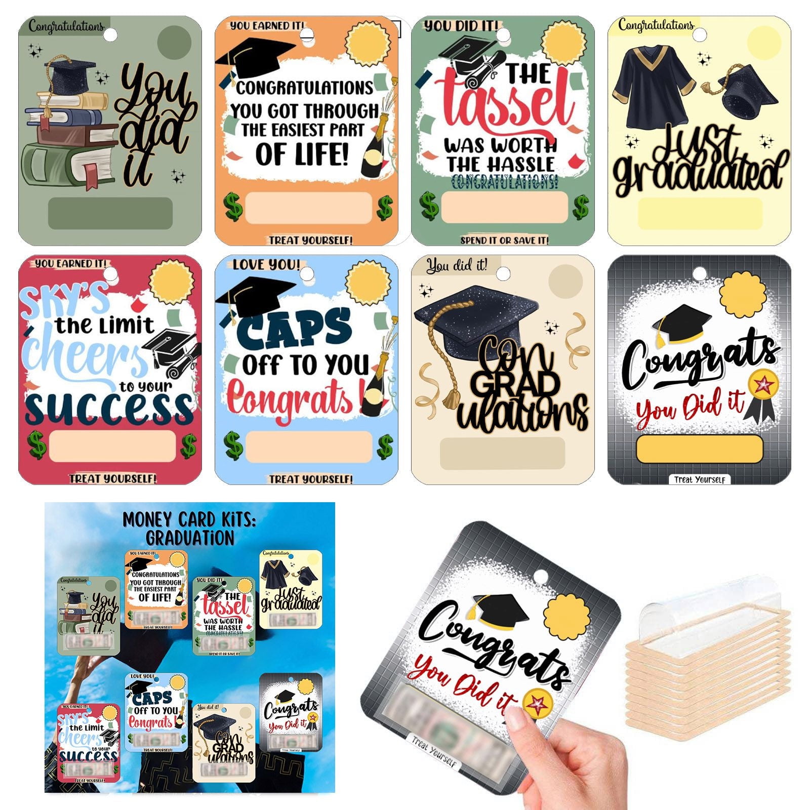 8Pcs Graduation Gift Paper Graduation Money Holders Wallet Card ...